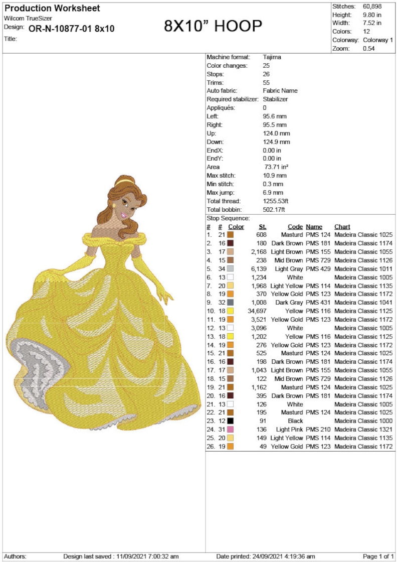 Princess Belle Machine Embroidery Design Princess Belle | Etsy