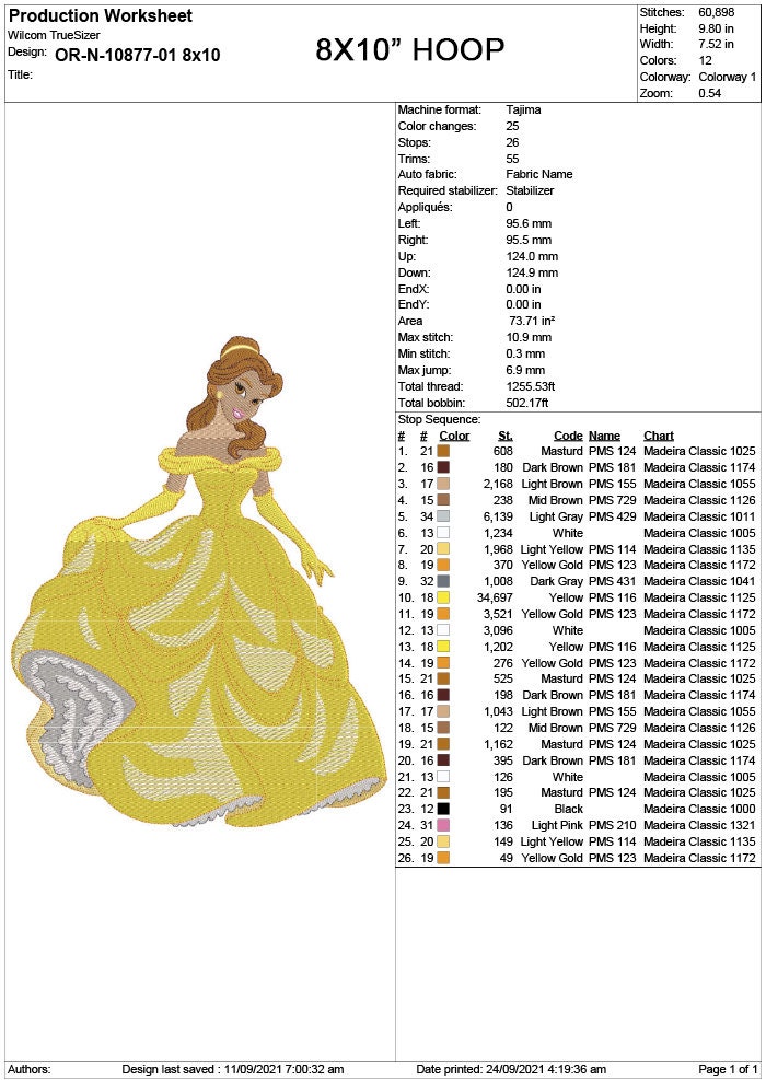 Princess Belle Machine Embroidery Design Princess Belle - Etsy