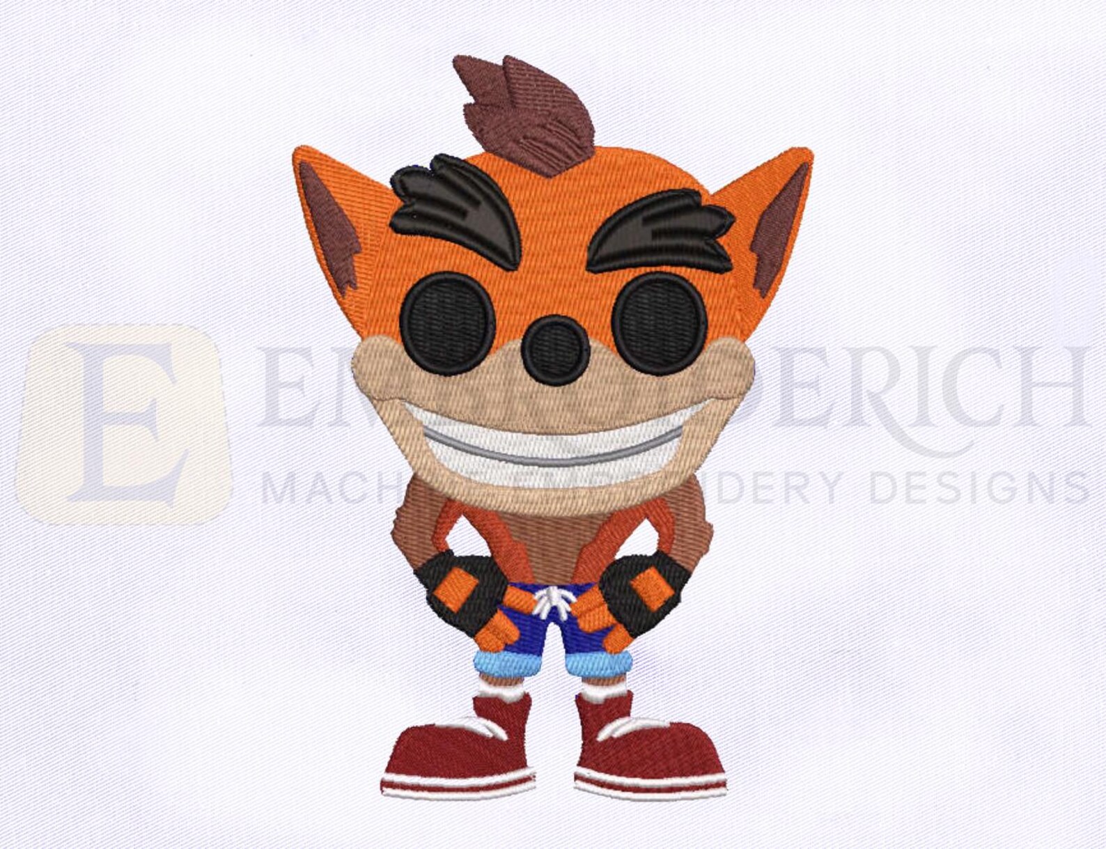Crash Bandicoot Machine Embroidery Design | 5x7 Hoop Embroidery Design ...