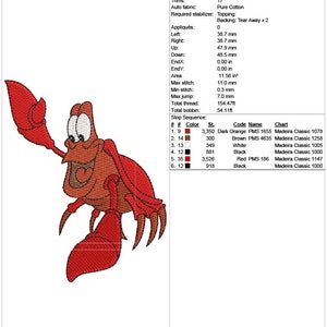 Sirenita Sebastian Machine Embroidery Design, Sebastian Embroidery ...