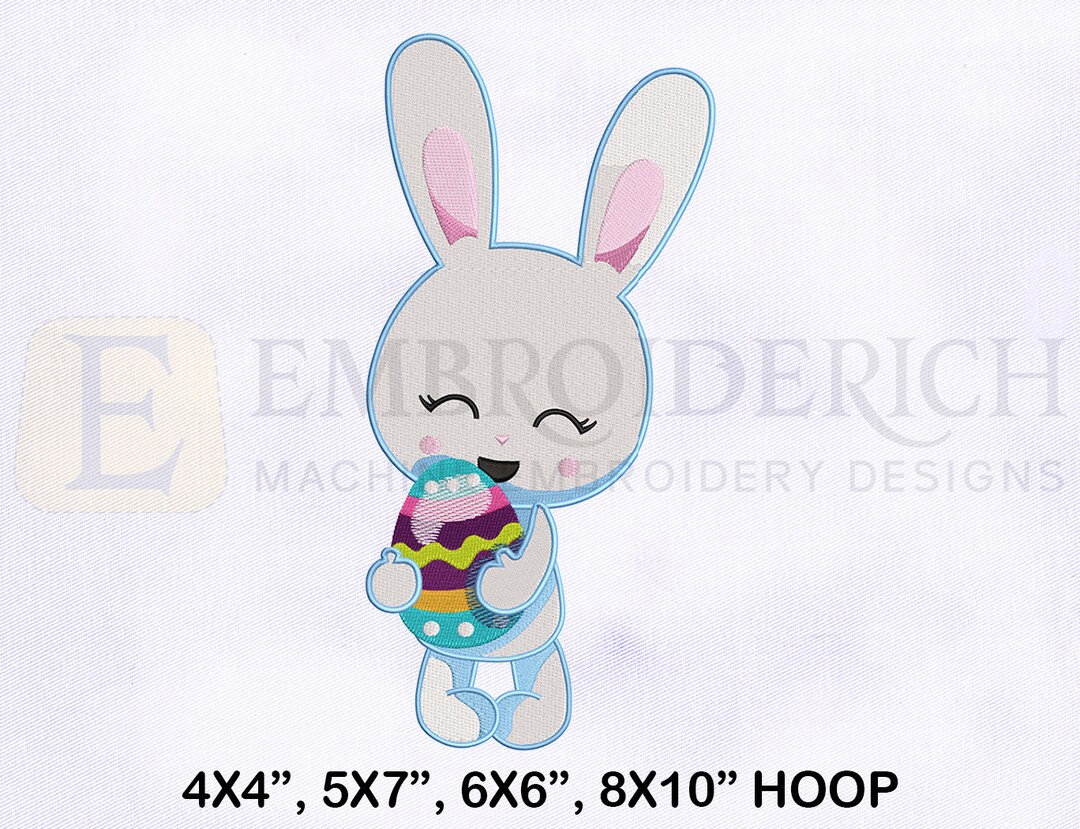 Easter Bunny Holding Egg Embroidery Design | 4 Sizes Embroidery | Bunny ...