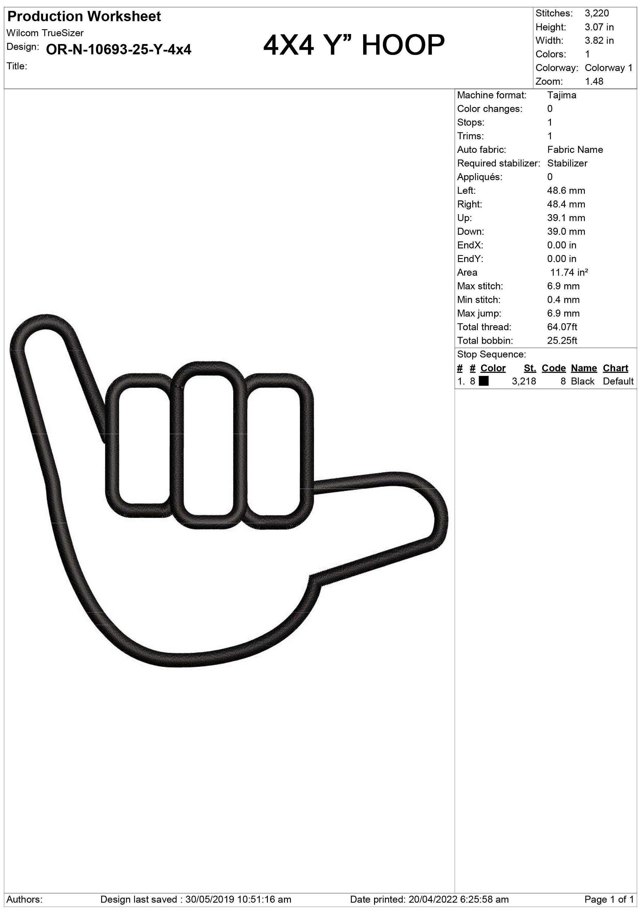 Sign Language Alphabet Y Machine Embroidery Design 4 Sizes - Etsy