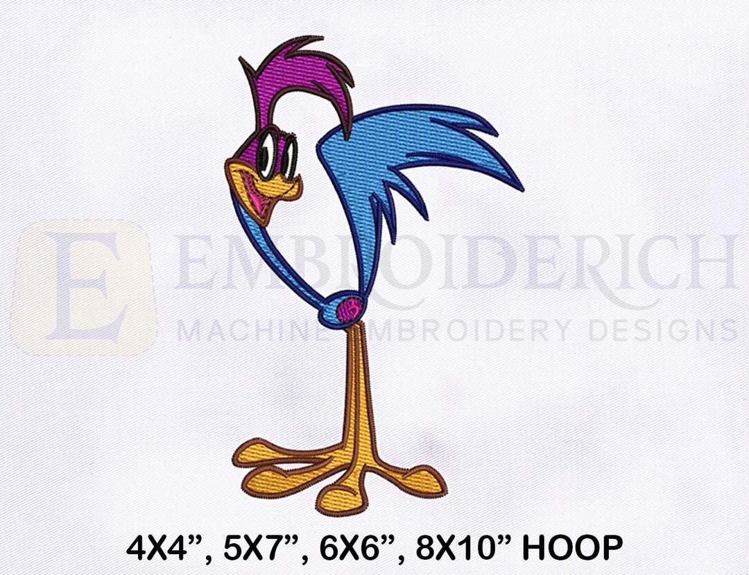 Fast and Quirky Roadrunner Embroidery Design, Roadrunner Embroidery ...