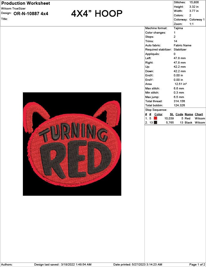 Turning Red Logo Machine Embroidery Design, Logo Machine Embroidery ...