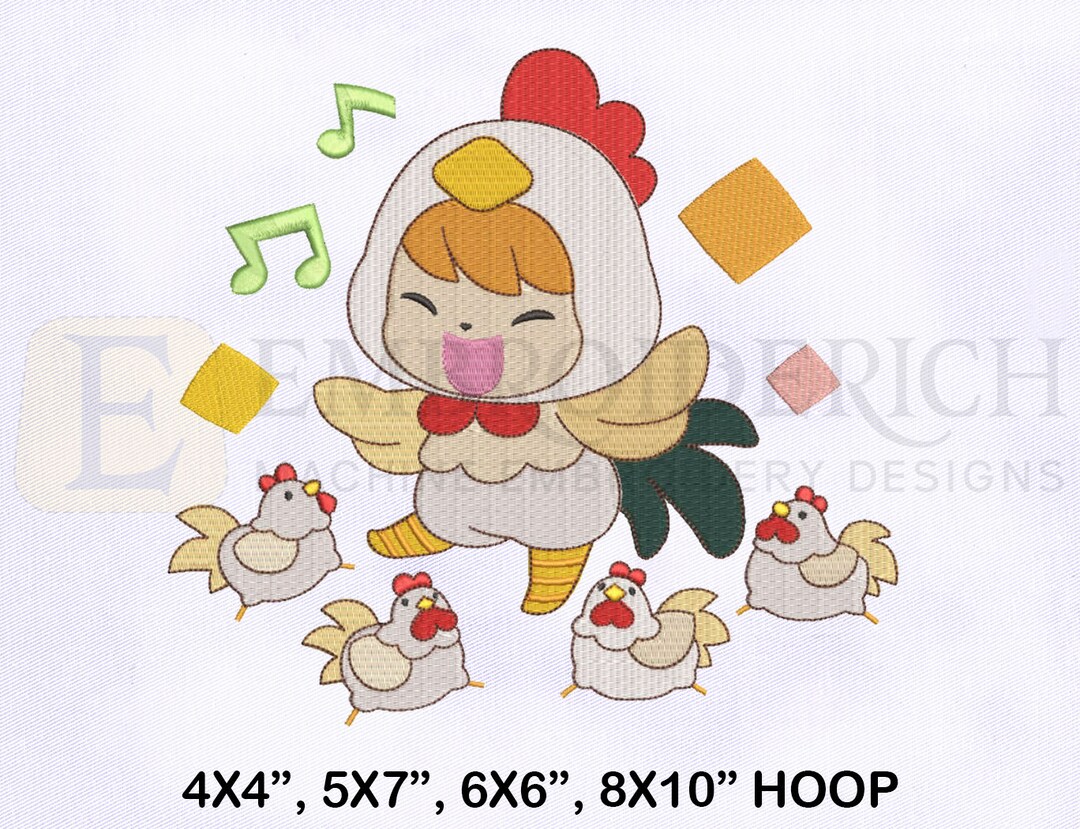 Zodiac Rooster With Cute Babies Embroidery Design, Chinese Zodiac ...