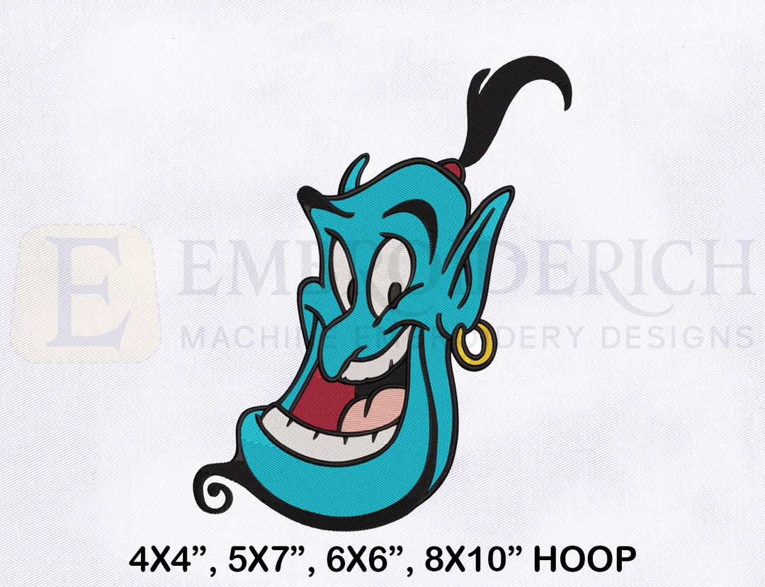 Aladdin Genie Face Machine Embroidery Design, Genie Face Embroidery ...