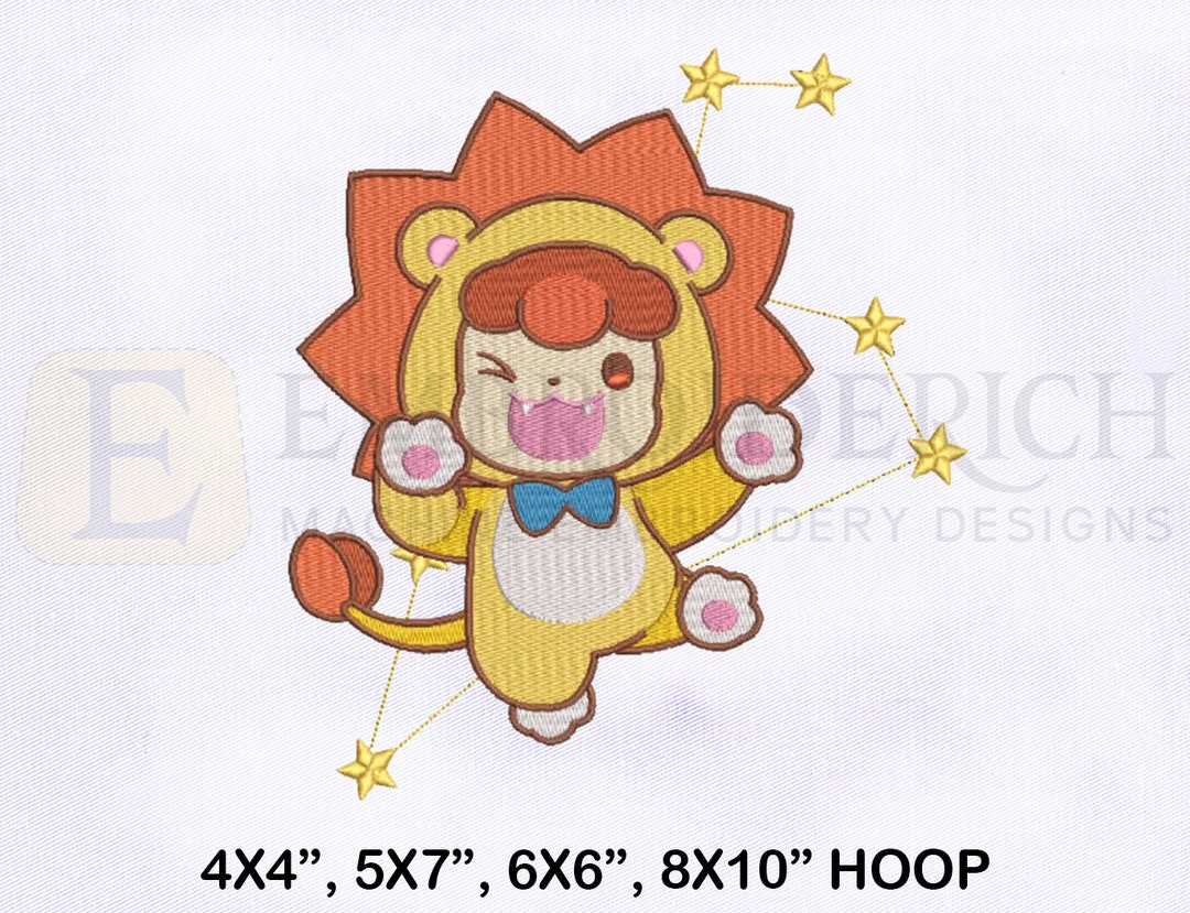 Zodiac Baby Leo Machine Embroidery Design, Chinese Zodiac Embroidery ...