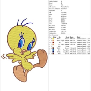 Looney Tune Tweety Bird Flying Embroidery Design, Looney Tune ...