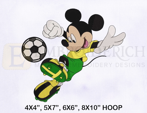 Mickey Mouse Playing Soccer Embroidery Design Mickey Soccer | Etsy