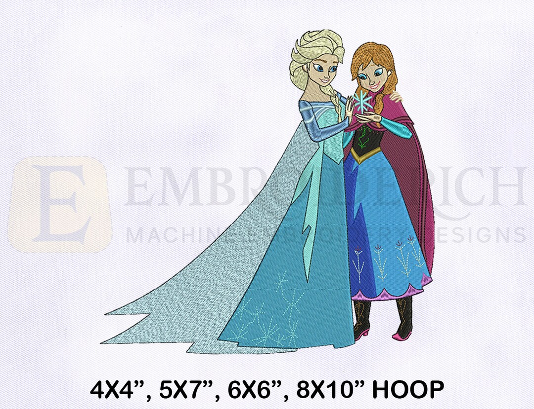 Frozen Princess Elsa and Anna Embroidery Design, Frozen Machine Embroidery Design, Elsa and Anna ...