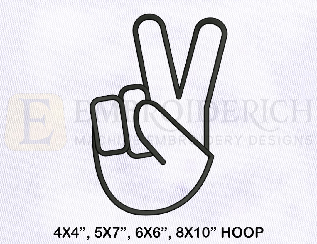 Alphabet Sign Language V Embroidery Design | 4 Sizes EMB Designs ...