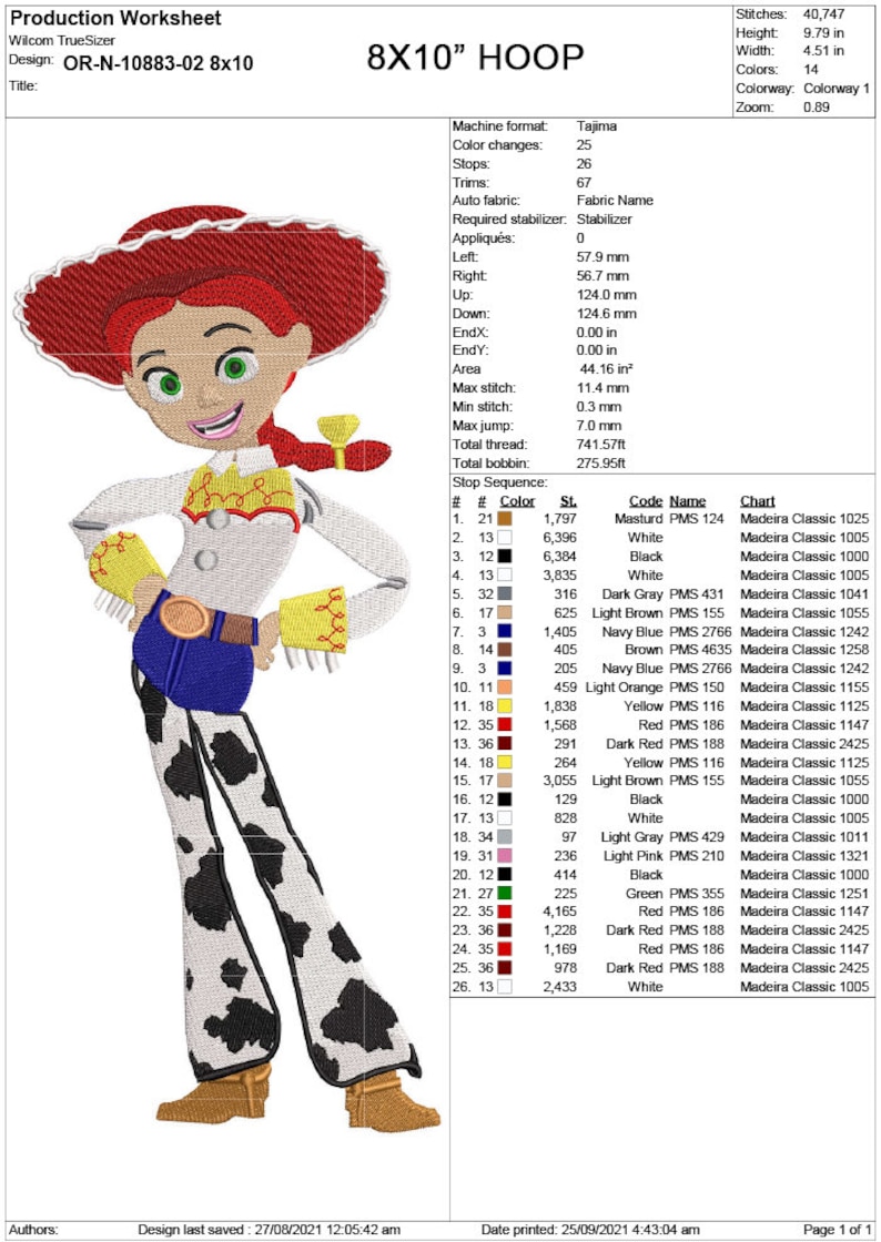 Jessie Toy Story Machine Embroidery Design, Jessie Embroidery Designs ...