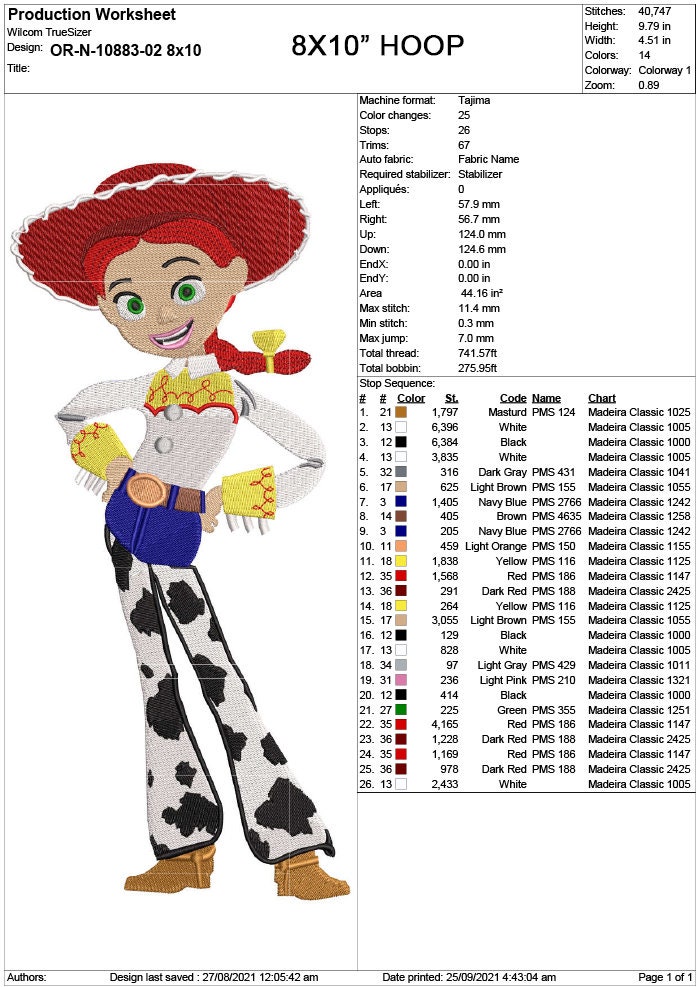 Jessie Toy Story Machine Embroidery Design, Jessie Embroidery Designs ...