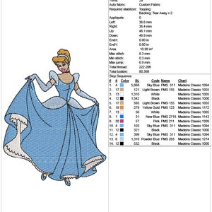 Cinderella Showing Her Dress Embroidery Design, Princess Embroidery ...