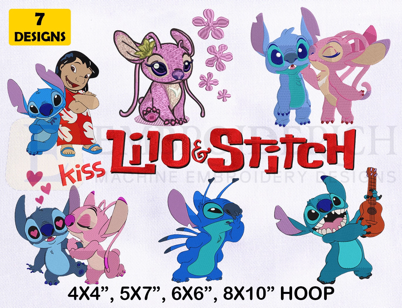 Lilo And Stitch Embroidery Designs Bundle 4 Sizes Emb Etsy
