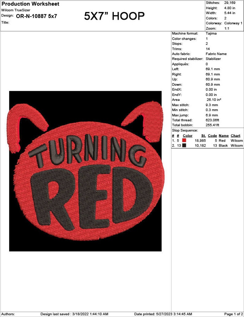 Turning Red Logo Machine Embroidery Design, Logo Machine Embroidery ...