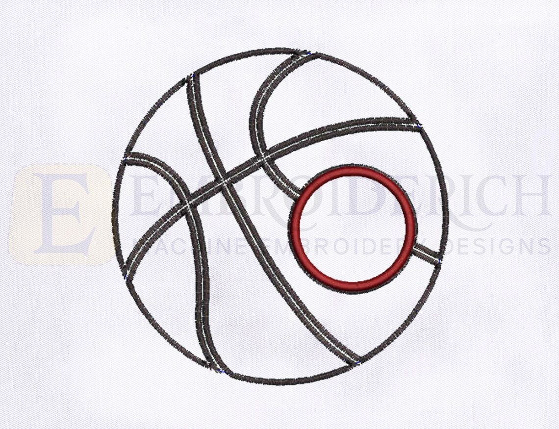 Applique Basketball Machine Embroidery Design | 7x7 Hoop Embroidery ...