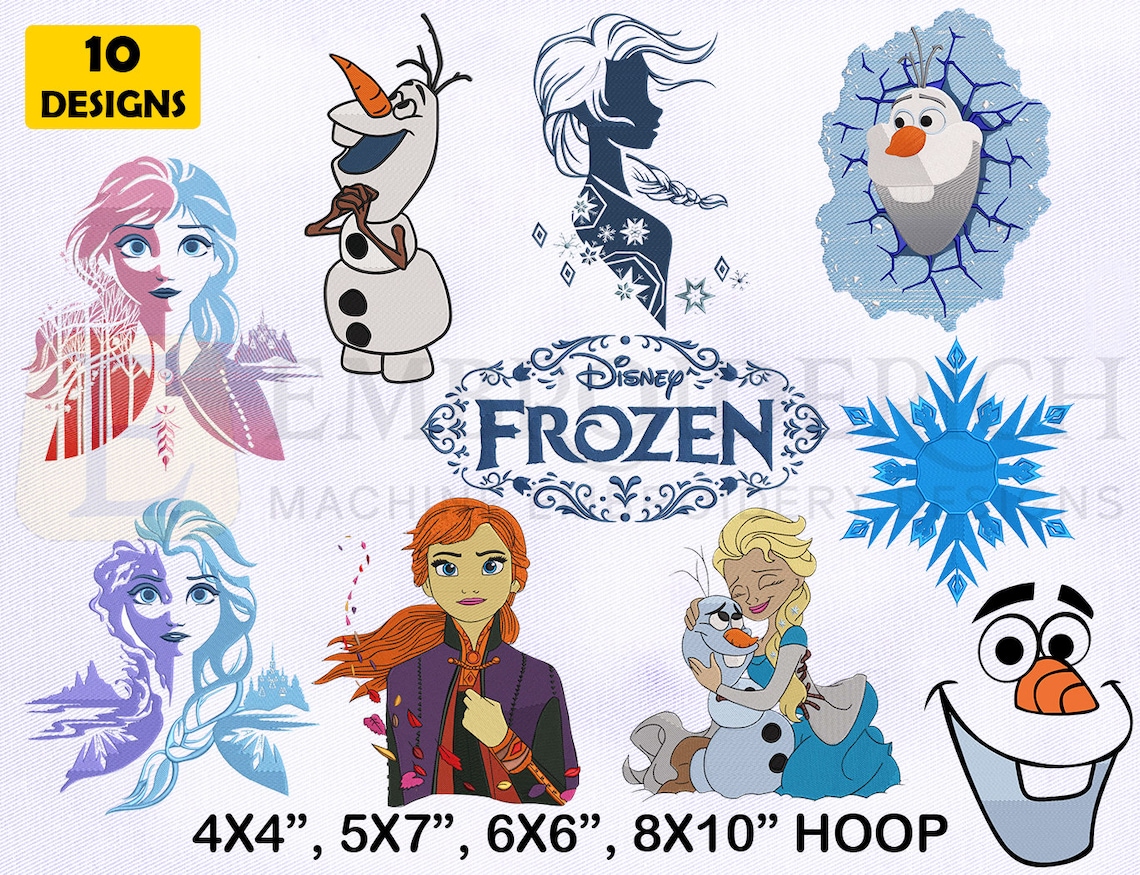 30 Frozen Machine Embroidery Designs Bundle 4 Sizes | Etsy