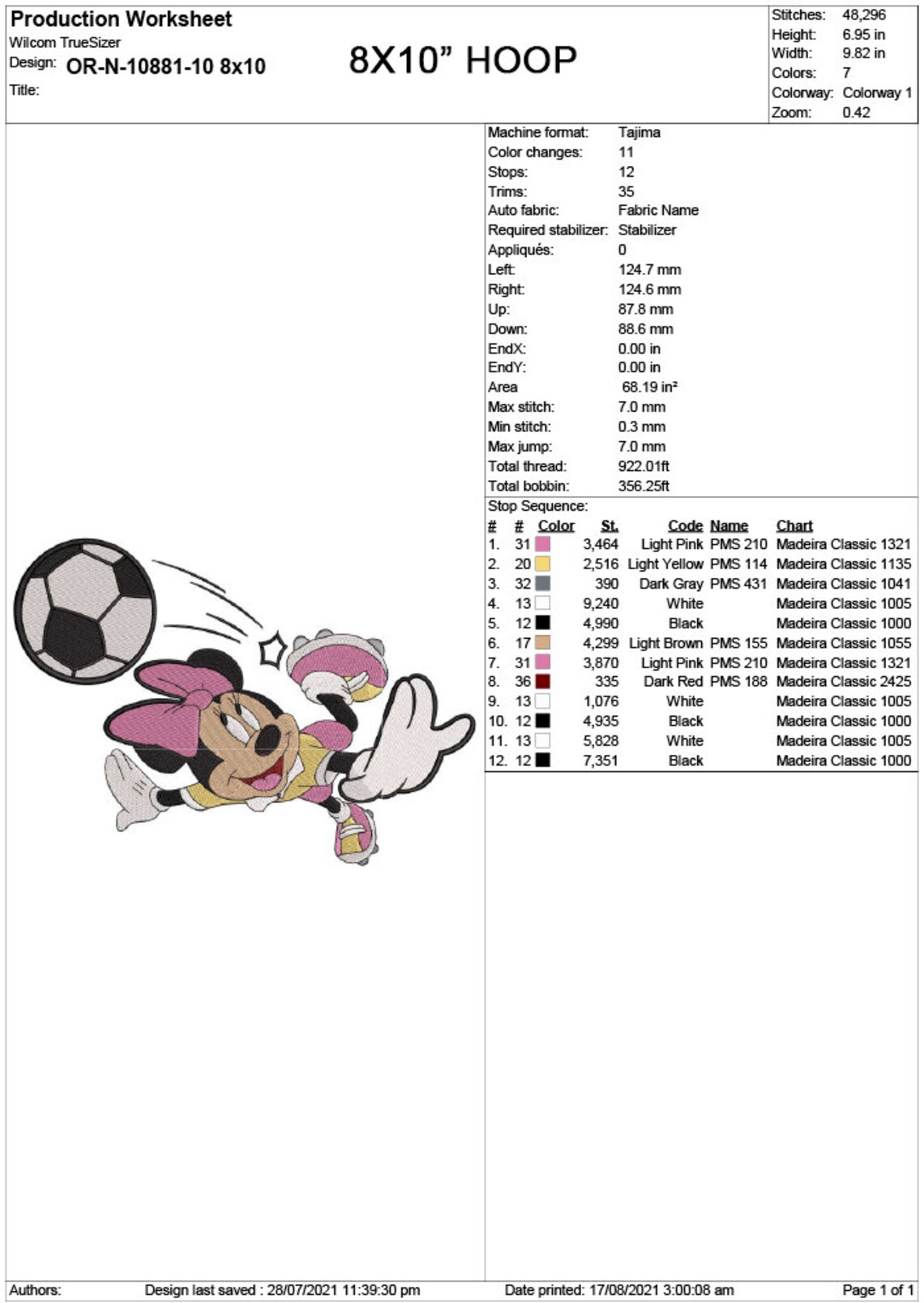 Minnie Playing Soccer Machine Embroidery Design, Minnie Soccer ...