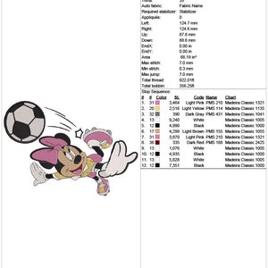 Minnie Playing Soccer Machine Embroidery Design, Minnie Soccer ...
