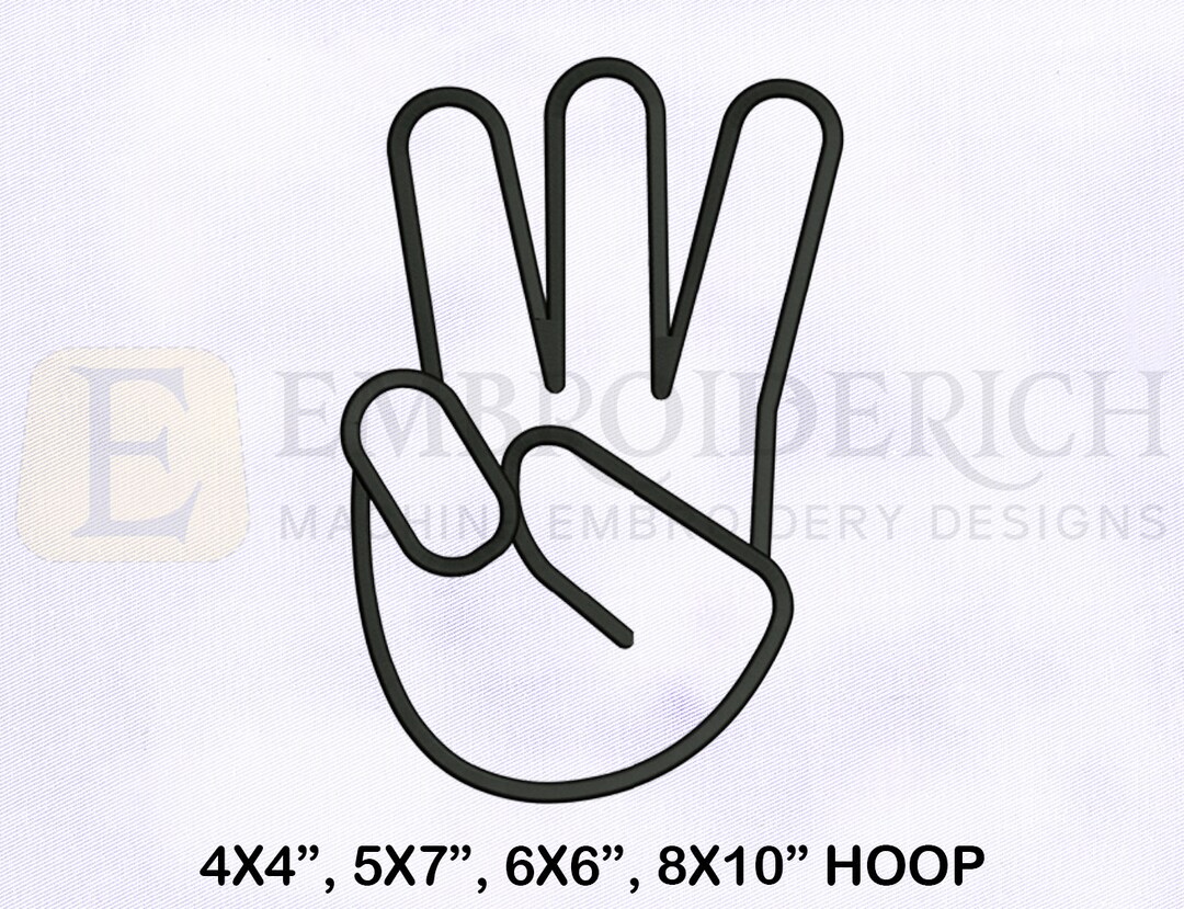 Hand Sign Language Alphabet W Embroidery Design | 4 Sizes EMB Designs ...
