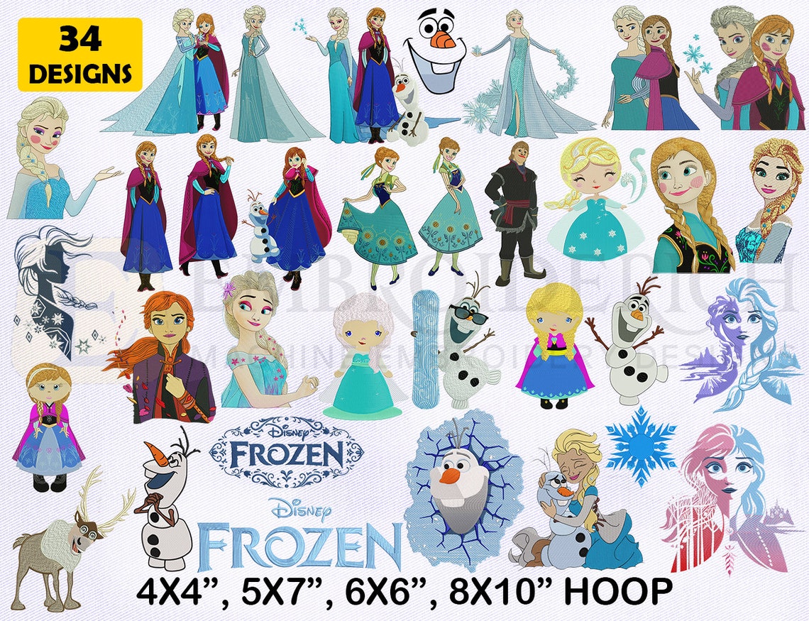 30 Frozen Machine Embroidery Designs Bundle 4 Sizes - Etsy UK
