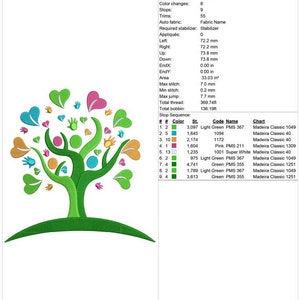 Heart Hands Family Tree Embroidery Design, Tree Embroidery Designs ...