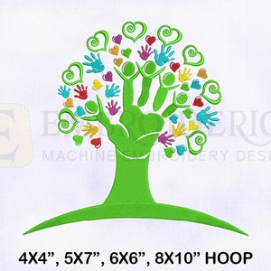 Helping Hands Family Tree Embroidery Design, Tree Embroidery Designs ...