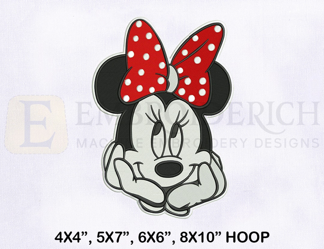 Minnie Mouse Face Machine Embroidery Design, Minnie Mouse Embroidery ...
