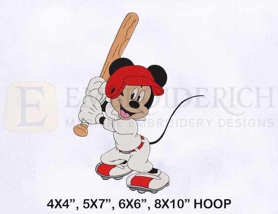 Mickey Mouse Playing Baseball Embroidery Design Mickey | Etsy