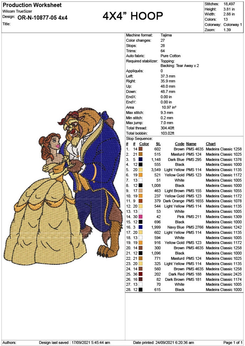 Princess Belle and the Beast Embroidery Design, Princess Belle ...