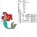 Ariel Mermaid Machine Embroidery Design, Ariel Embroidery Designs ...