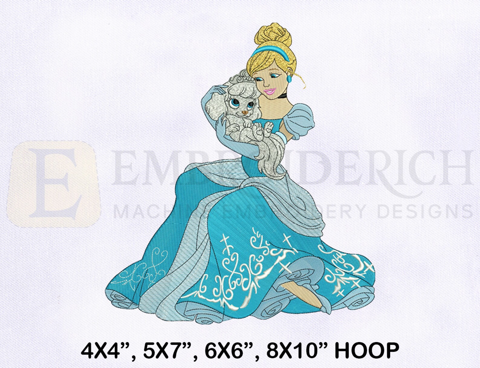 Cinderella Embroidery Designs Bundle, 4 Sizes EMB Designs, Princess ...