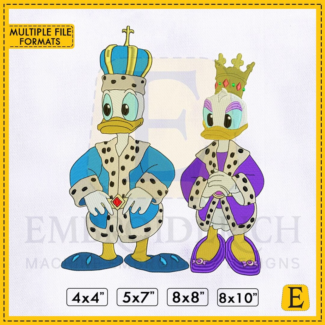 King Donald and Queen Daisy Duck Embroidery Design | 4 Sizes EMB Design ...