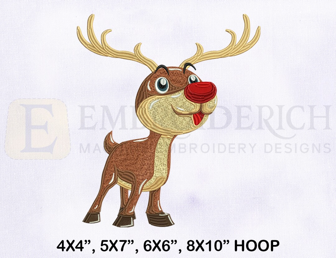Christmas Rudolph Machine Embroidery Design, Christmas Embroidery ...