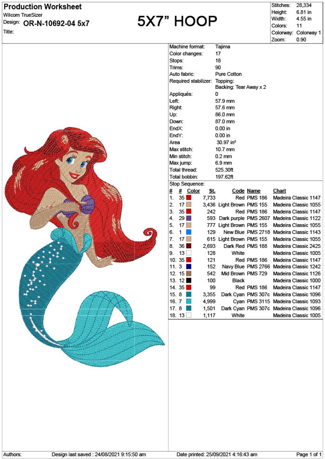 The Little Mermaid Ariel Embroidery Design Ariel Machine - Etsy