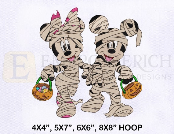 Mickey and Minnie Mummy Embroidery Design Halloween - Etsy