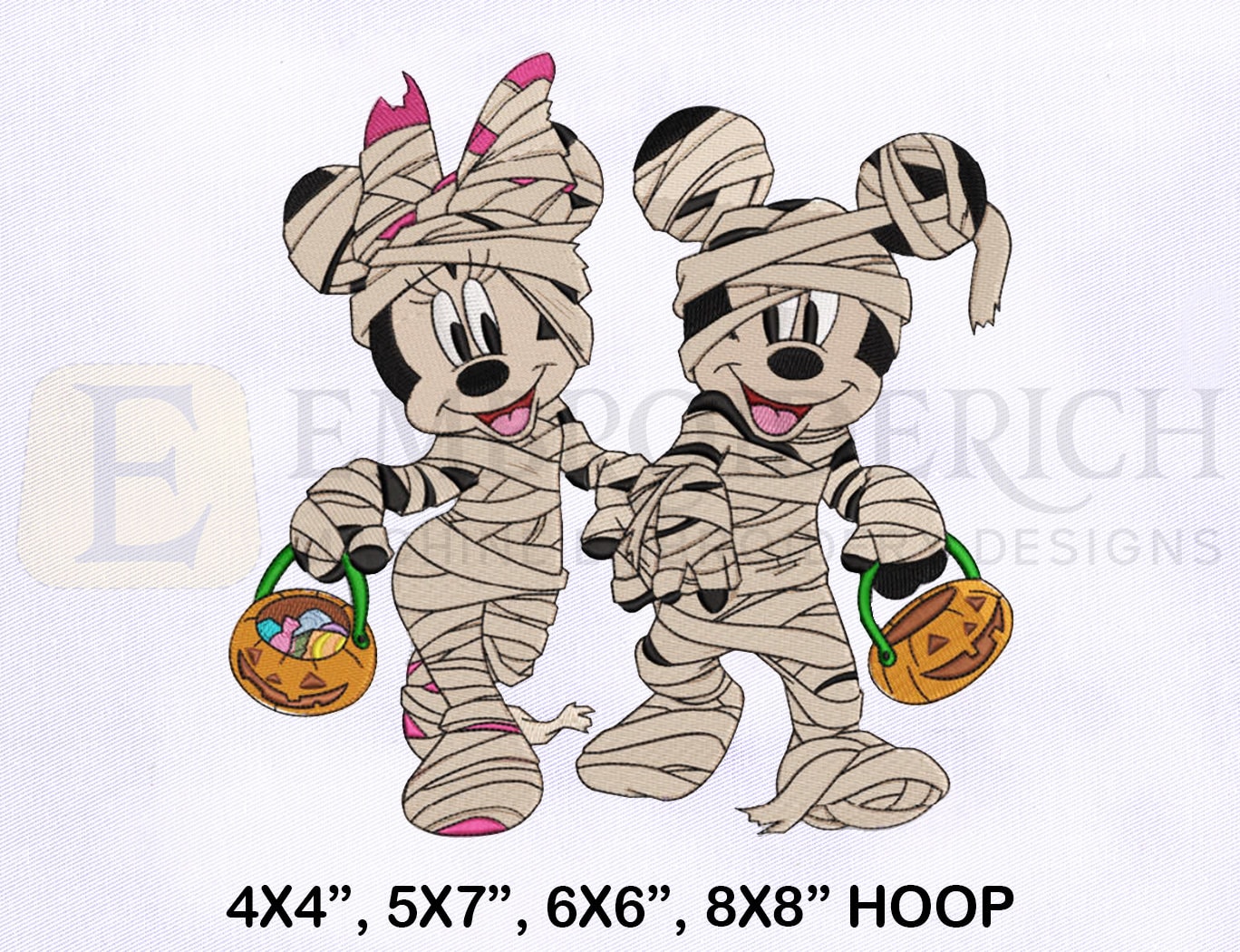 Mickey and Minnie Mummy Embroidery Design Halloween - Etsy