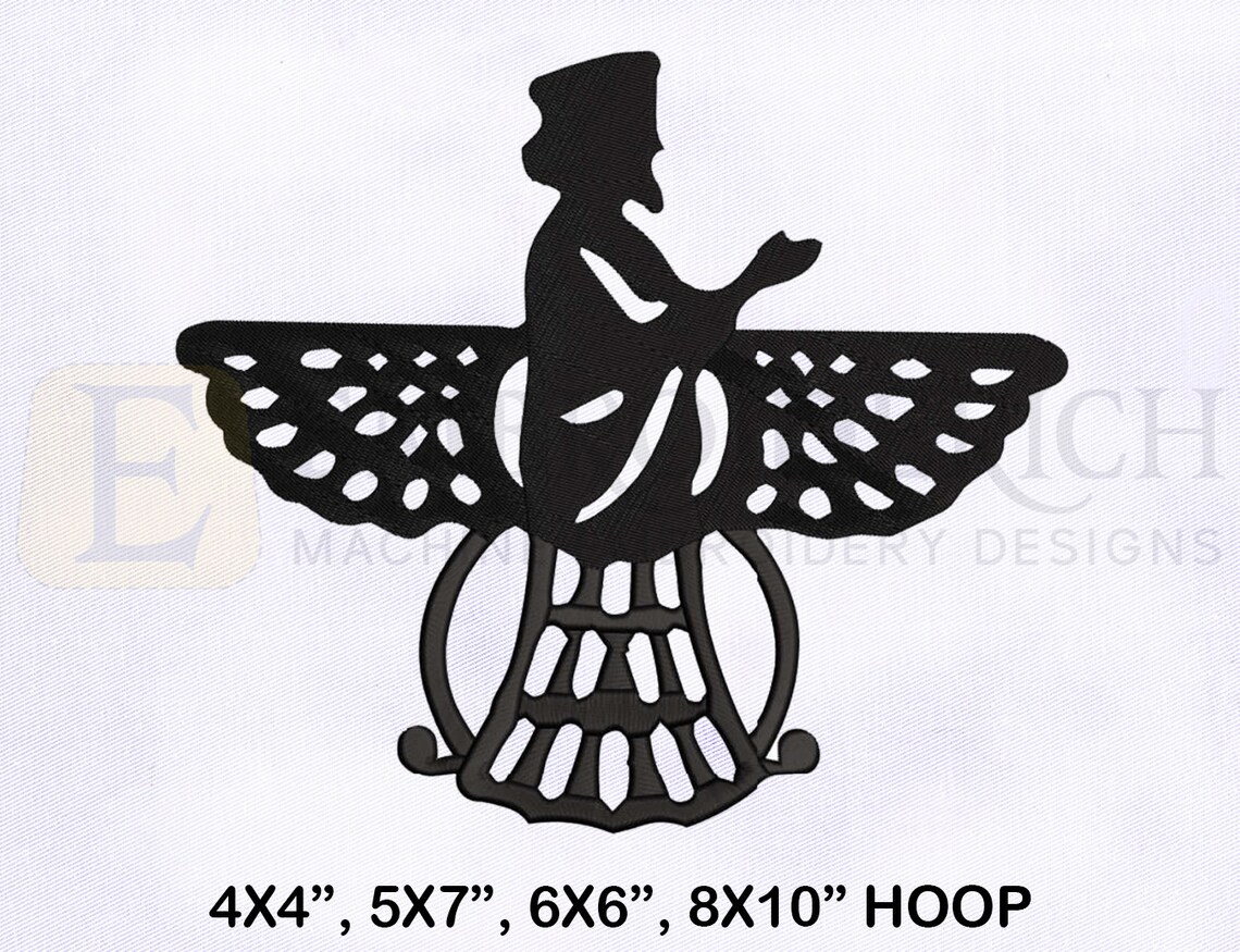 Farohar Symbol Machine Embroidery Design | 4 Sizes Machine Embroidery ...
