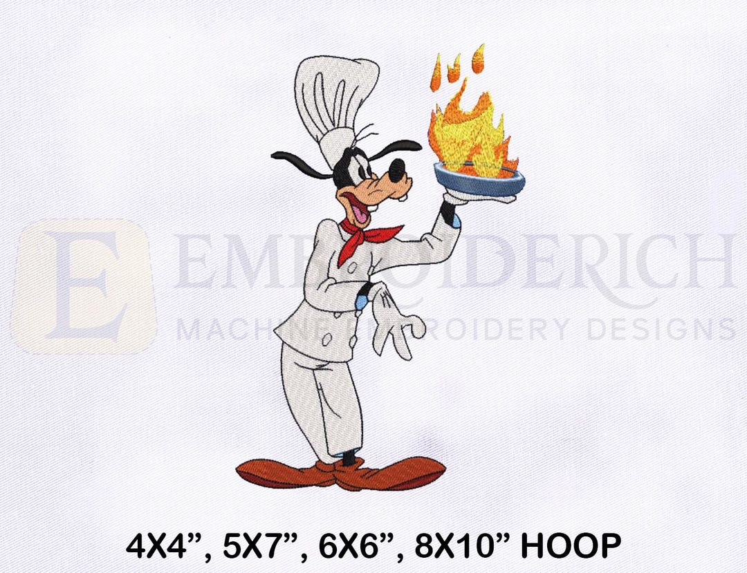 Goofy Holding Fire Pan Embroidery Design | Chef EMB Design | Goofy ...