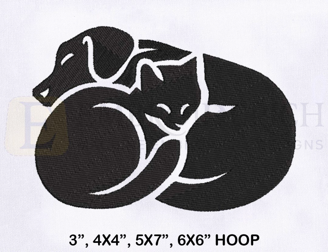 Dog and Cat Logo Machine Embroidery Design | 4 Sizes EMB Designs ...
