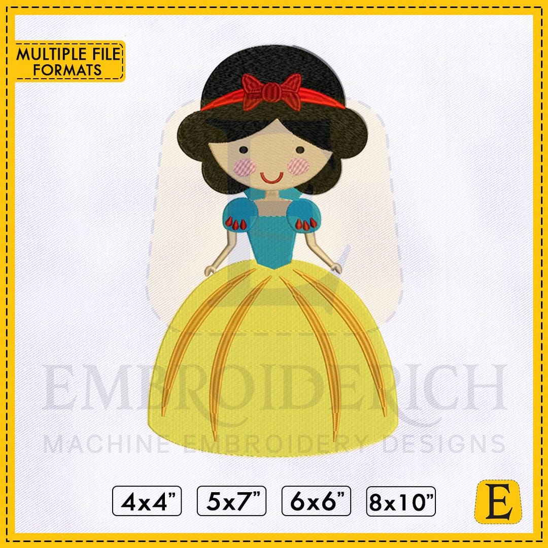 Little Princess Snow White Machine Embroidery Design | 4 Sizes ...