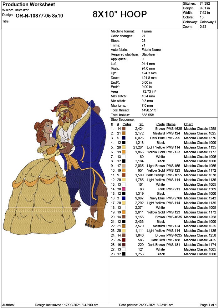 Princess Belle and the Beast Embroidery Design, Princess Belle ...