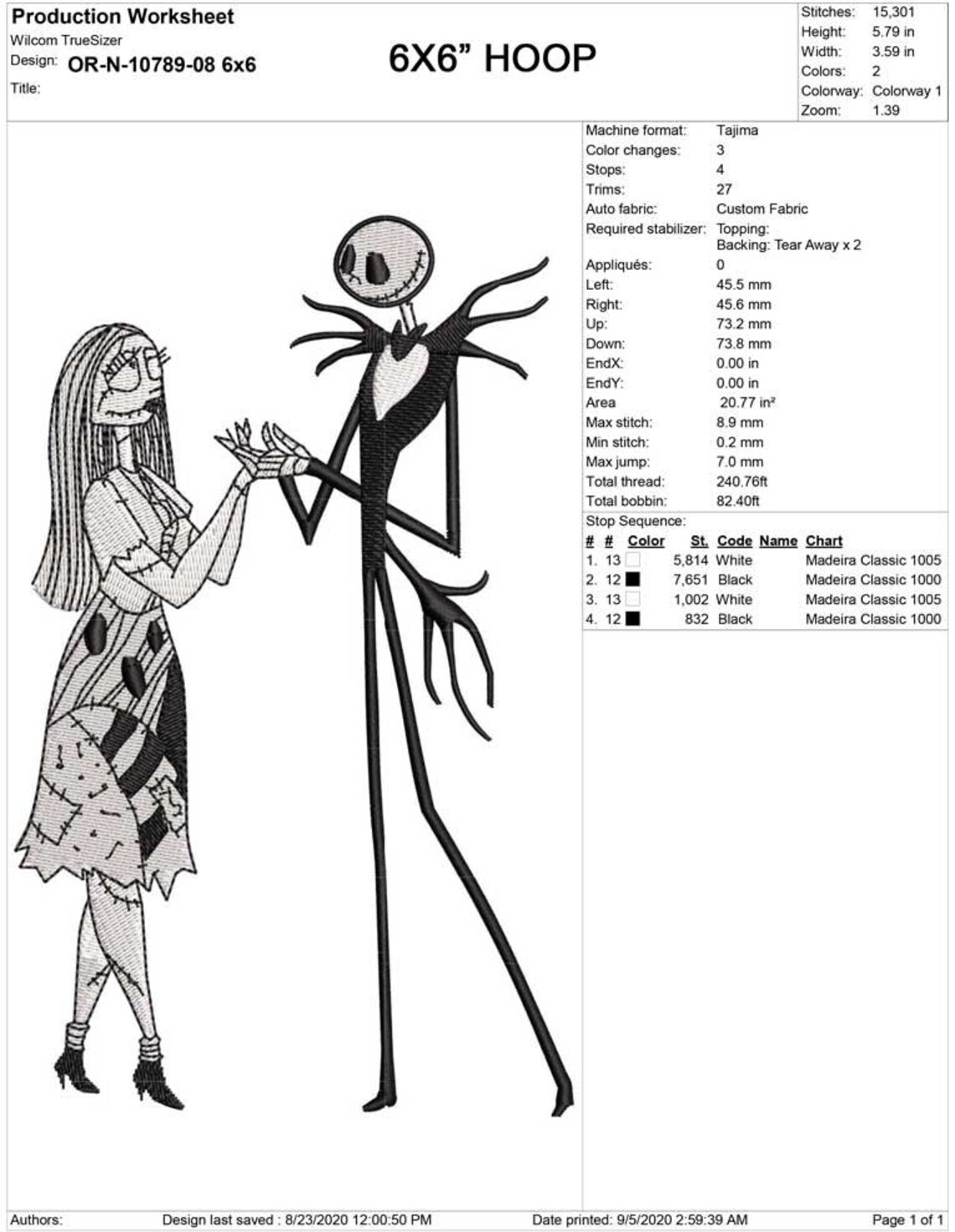 TNBC Jack and Sally Machine Embroidery Design Halloween | Etsy