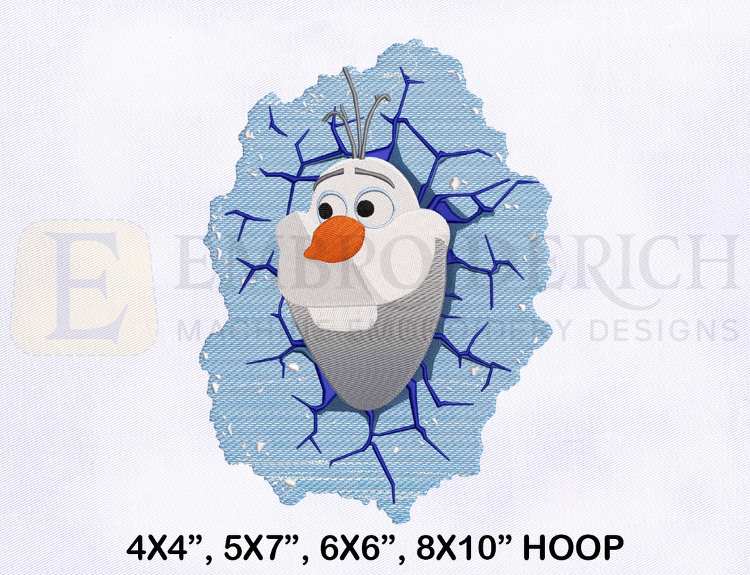 Frozen Olaf Face With Ice Background Embroidery Design, Olaf Face With ...