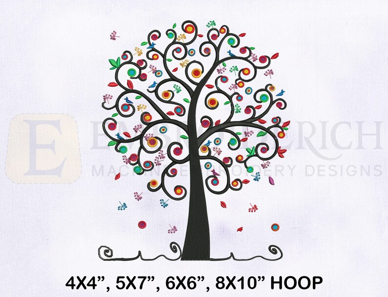 Trees Machine Embroidery Design Bundle, 4 Sizes EMB Designs, Tree Big ...