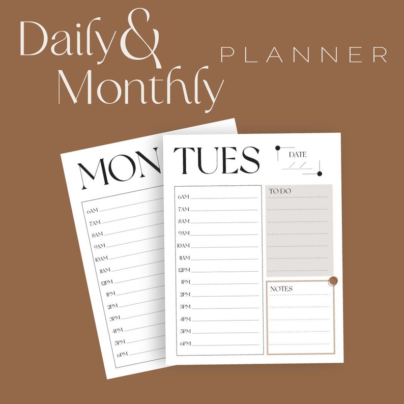 Printable Weekly Planner & Monthly Calendar, Minimalist Design, Digital ...