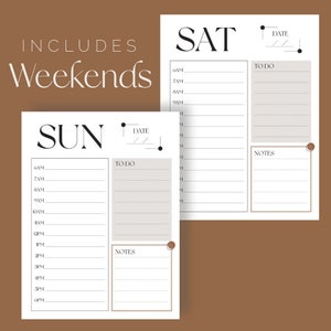 Printable Weekly Planner & Monthly Calendar, Minimalist Design, Digital ...