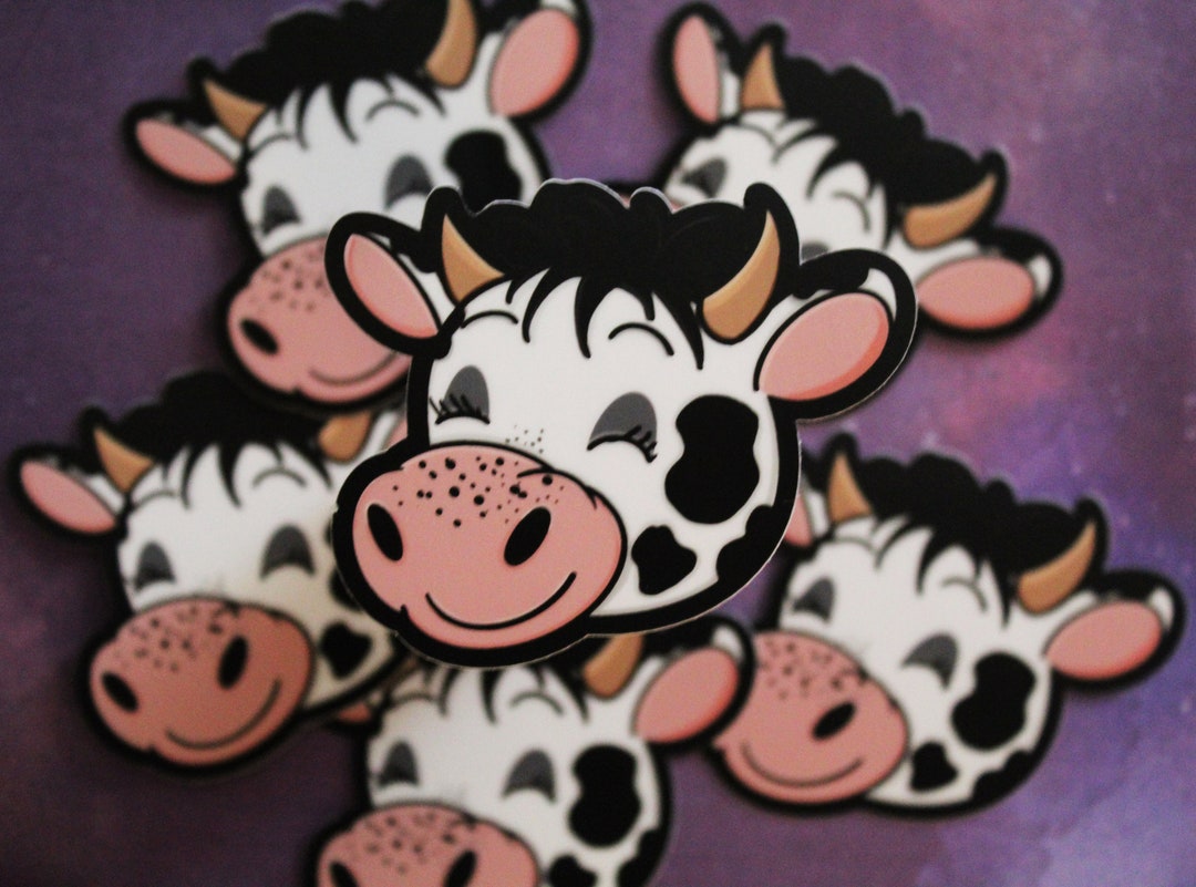 Cartoon Cow / Die-cut Vinyl Sticker - Etsy