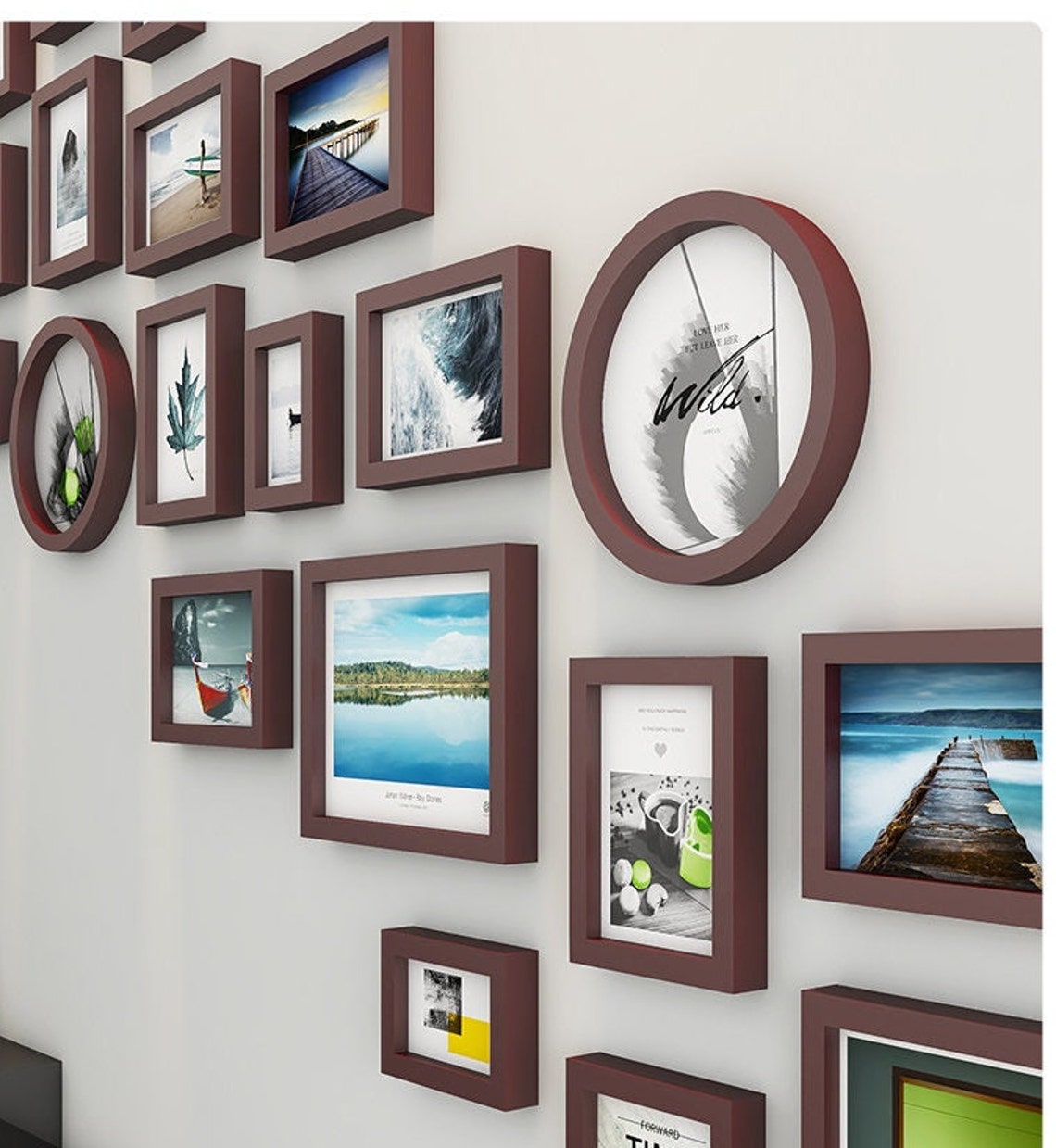 18 Pieces Solid Wood Wall Mount Photo Frame Set Staircase - Etsy UK